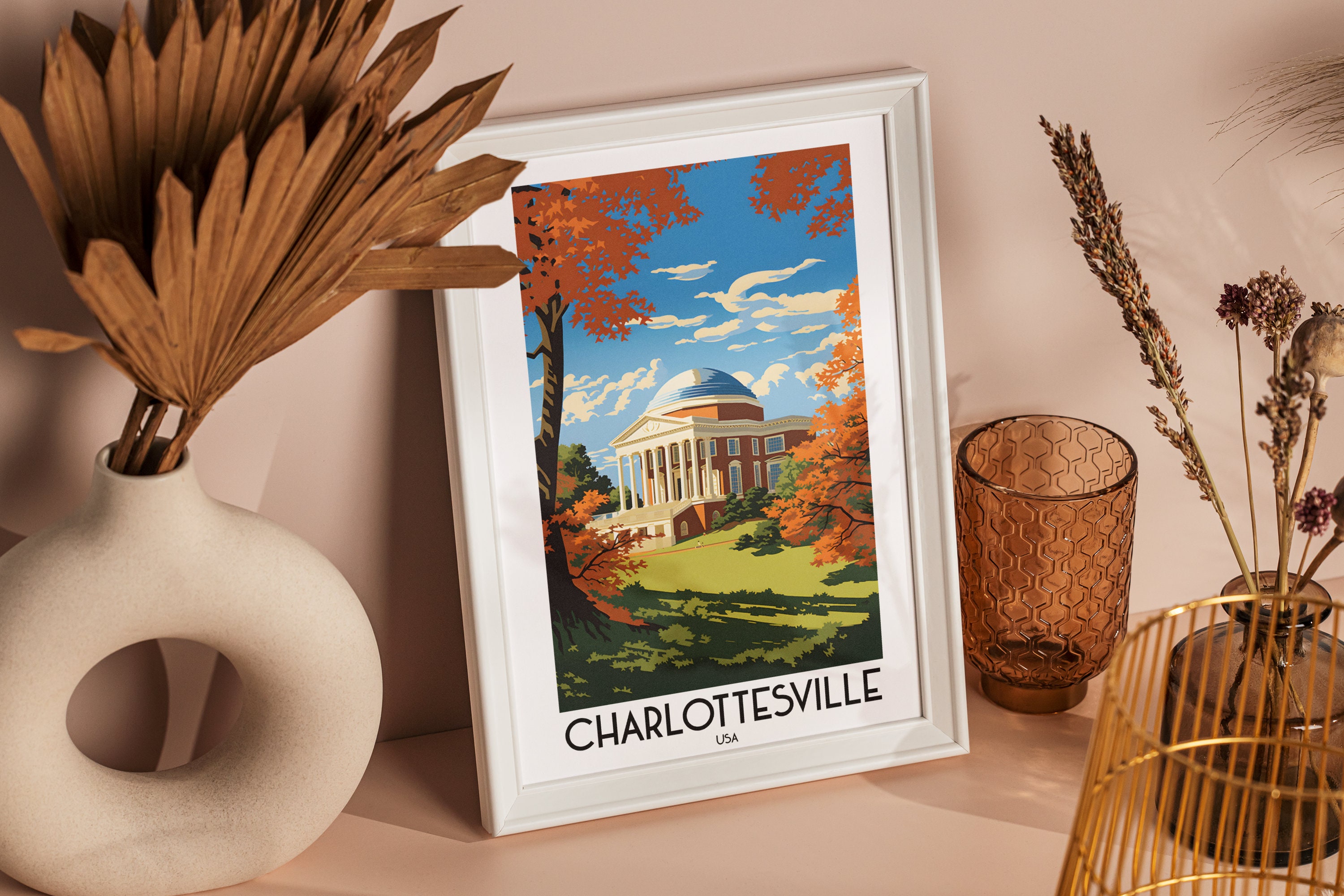Charlottesville Travel Wall Art, Virginia Painting Gifts, USA Home ...
