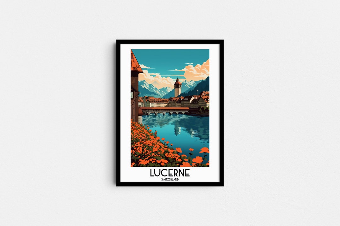 Lucerne Travel Wall Art, Switzerland Painting Gifts, Europe Home Decor ...