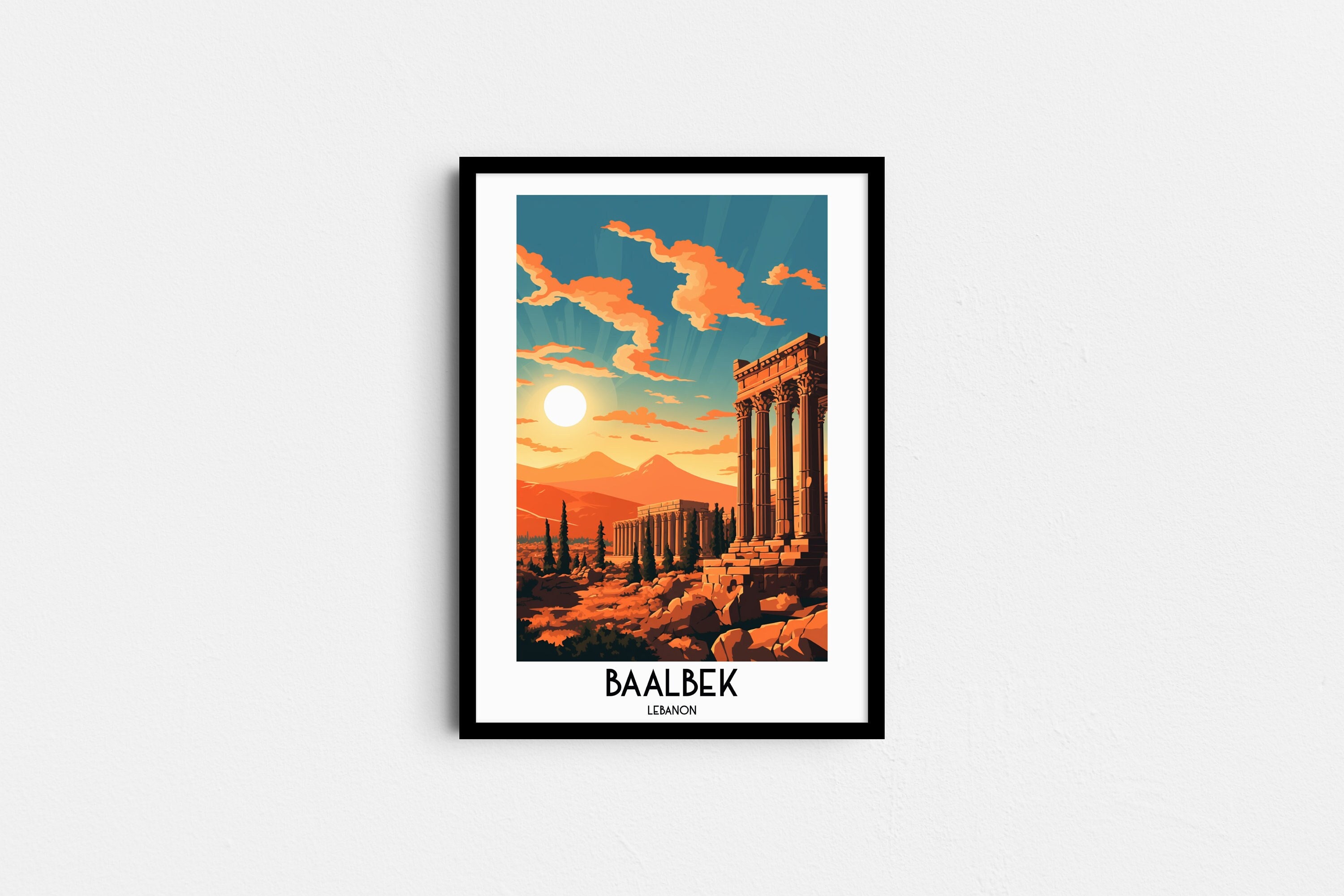 Baalbek Travel Wall Art, Lebanon Painting Gifts, Middle East Home Decor ...
