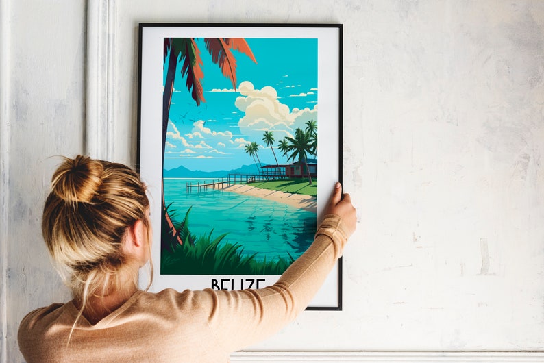 Belize Travel Wall Art, Caribbean Painting Gifts, Home Decor, Digital ...