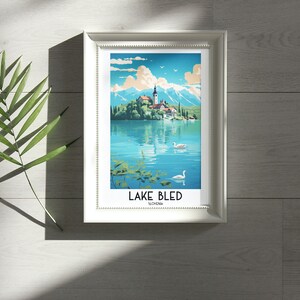 Lake Bled Travel Wall Art, Slovenia Painting Gifts, Europe Home Decor, Digital Prints Posters ...
