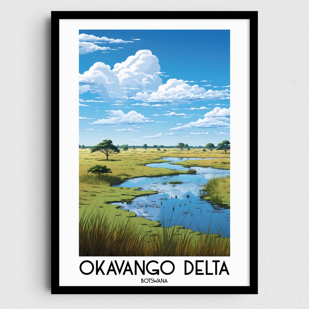 Okavango Delta Travel Wall Art, Botswana Painting Gifts, Africa Home ...