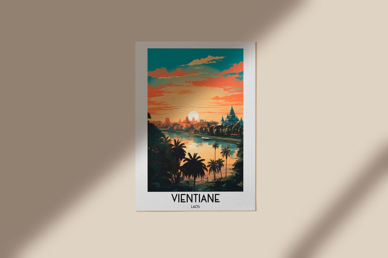Vientiane Travel Wall Art, Laos Painting Gifts, Asia Home Decor ...