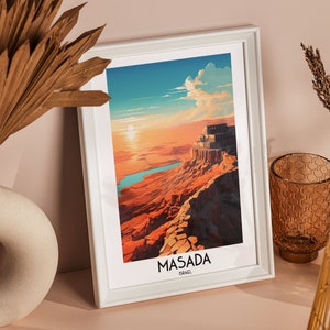 Masada Travel Wall Art, Israel Painting Gifts, Asia Home Decor, Digital ...