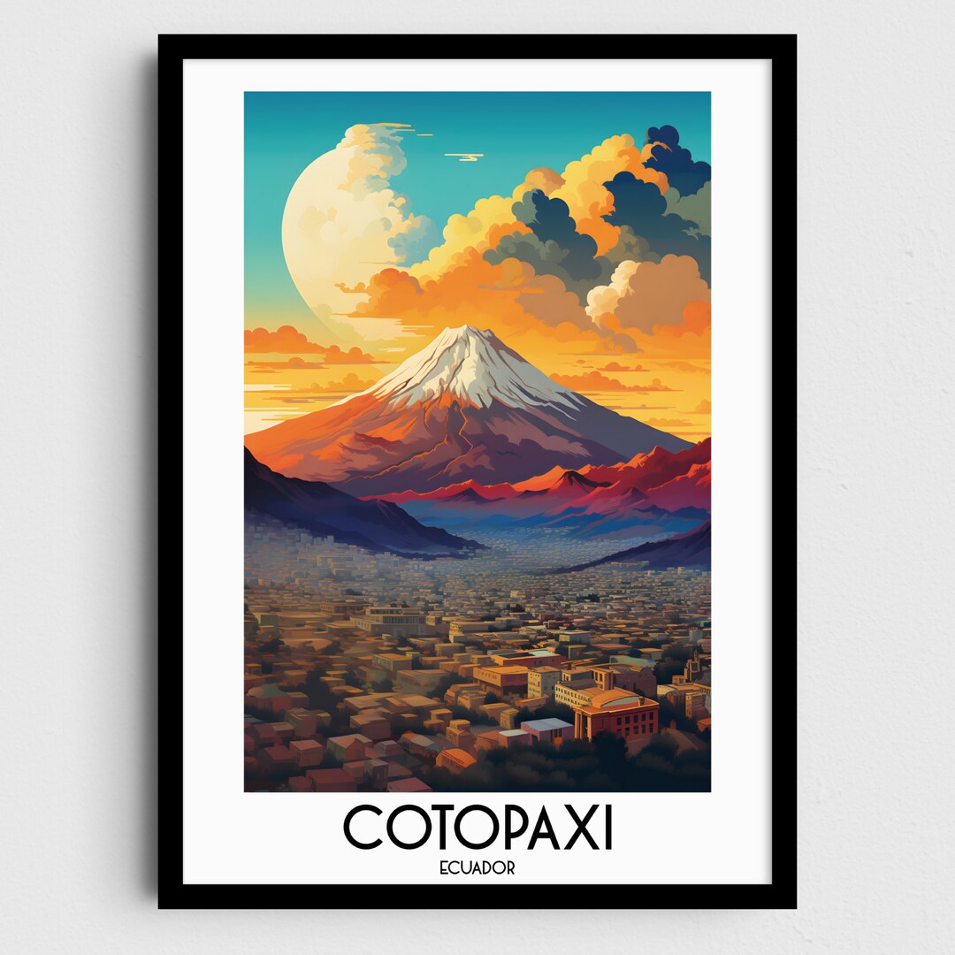 Cotopaxi Travel Wall Art, Ecuador Painting Gifts, South America Home ...
