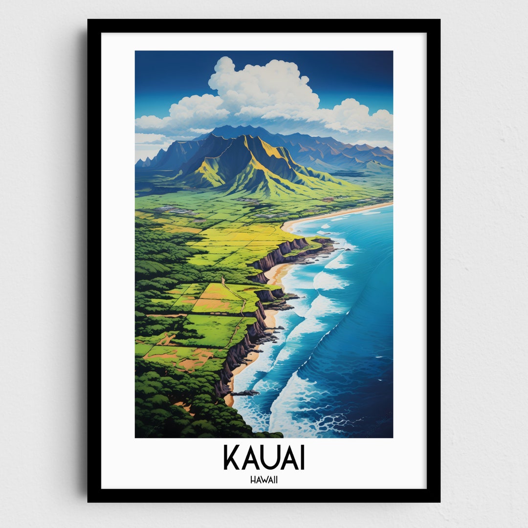 Kauai Hawaii Art Print, Travel Poster, Island Home Decor (digital ...