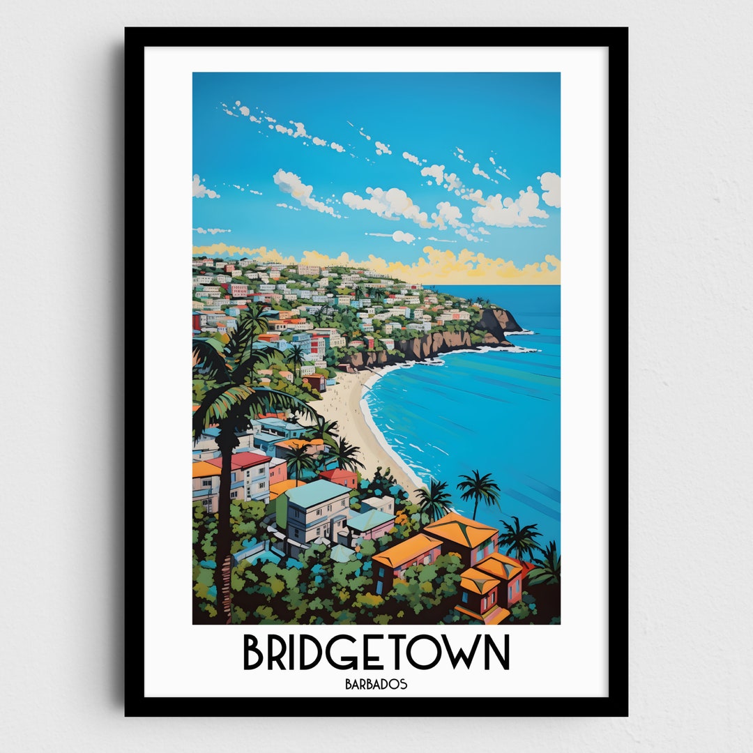 Bridgetown Travel Wall Art, Barbados Painting Gifts, Caribbean Home ...