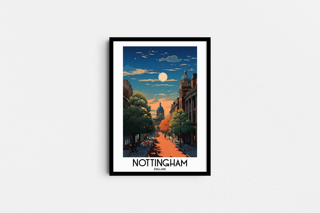 Nottingham Travel Wall Art, England Painting Gifts, UK Home Decor ...