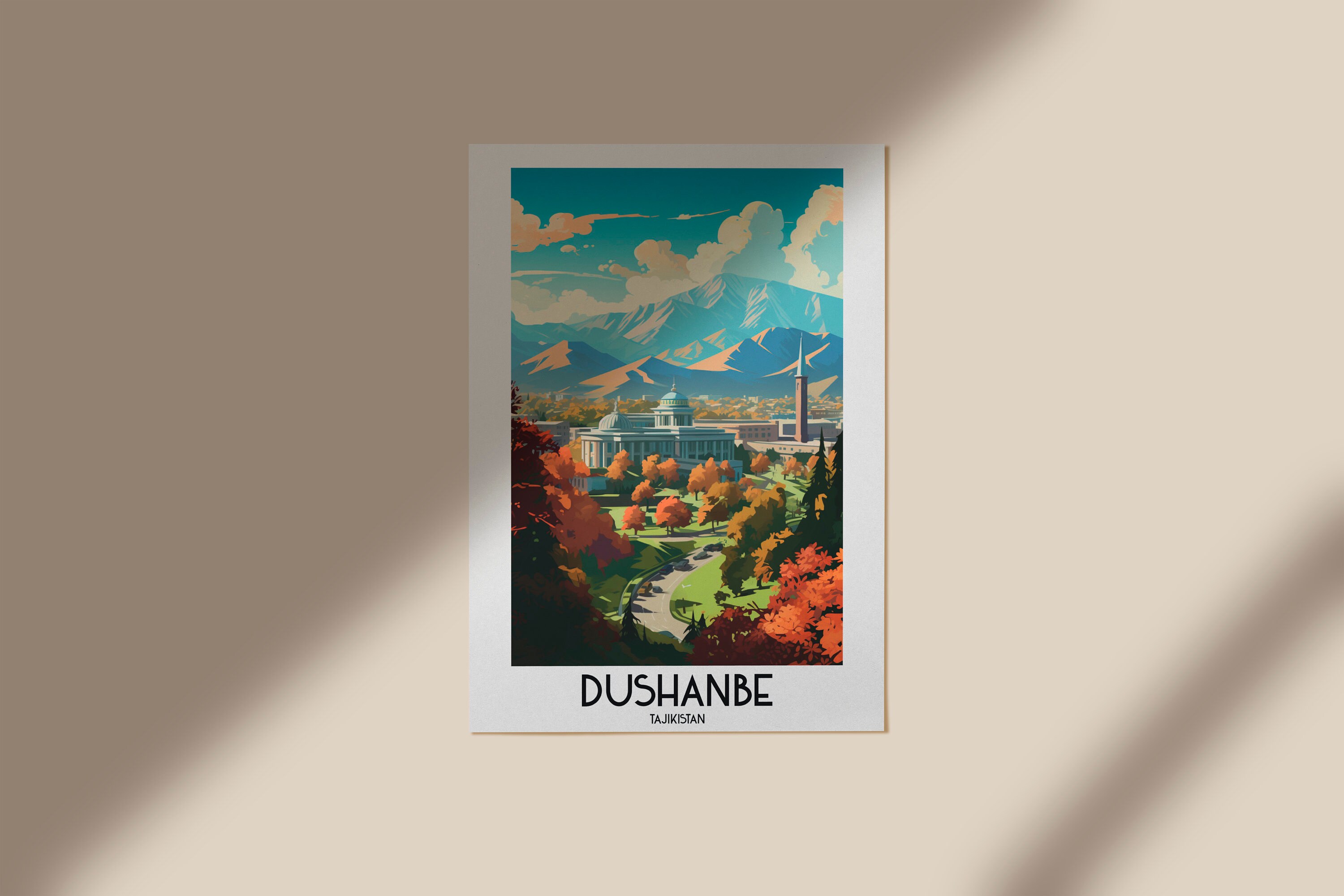 Dushanbe Travel Wall Art, Tajikistan Painting Gifts, Asia Home Decor ...