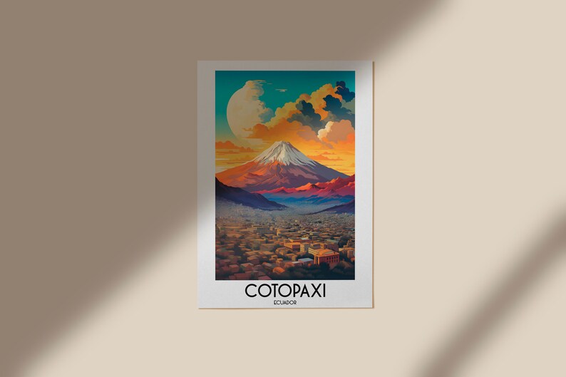 Cotopaxi Ecuador Travel Poster, South America Wall Art (digital ...