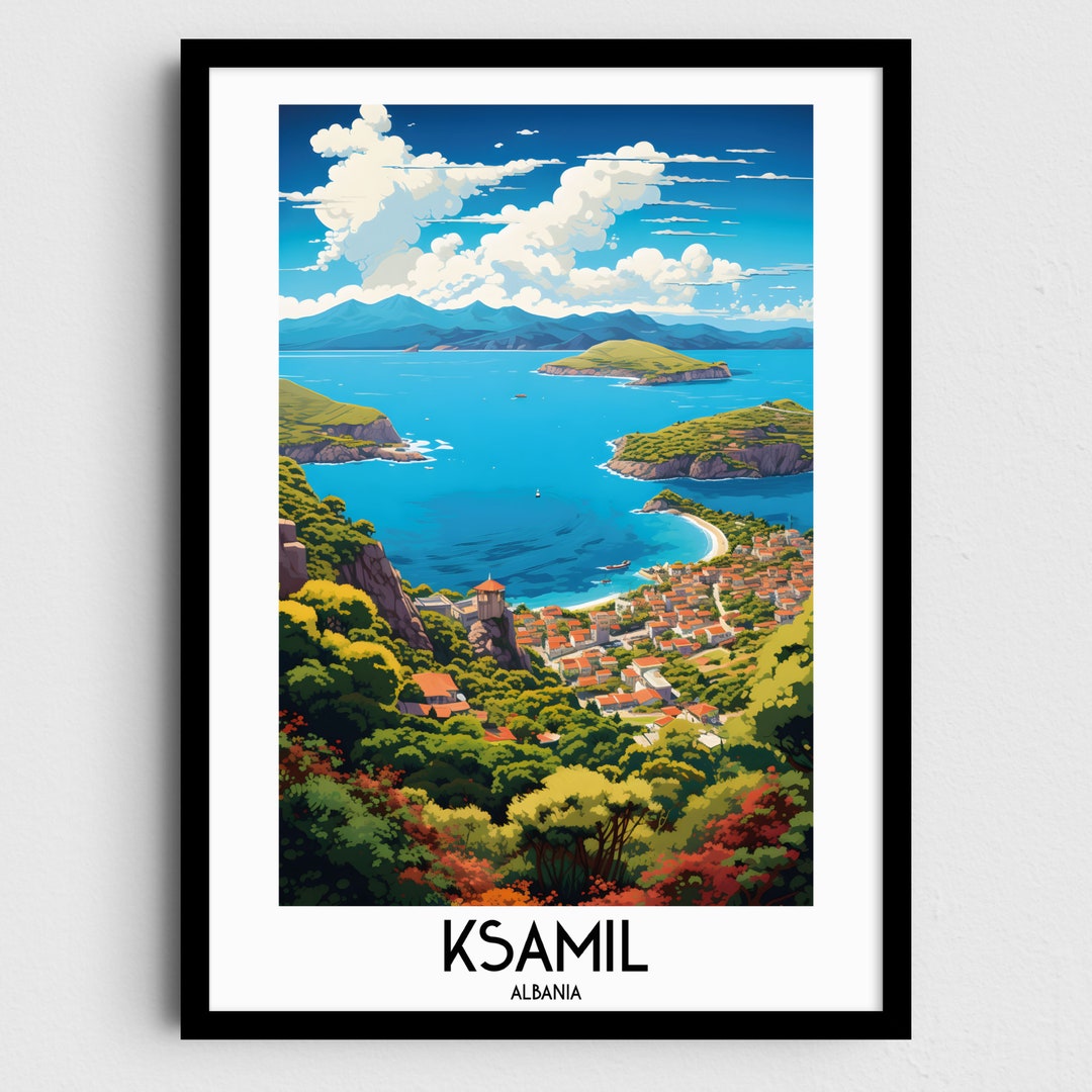 Ksamil Travel Wall Art, Albania Painting Gifts, Balkans Home Decor ...