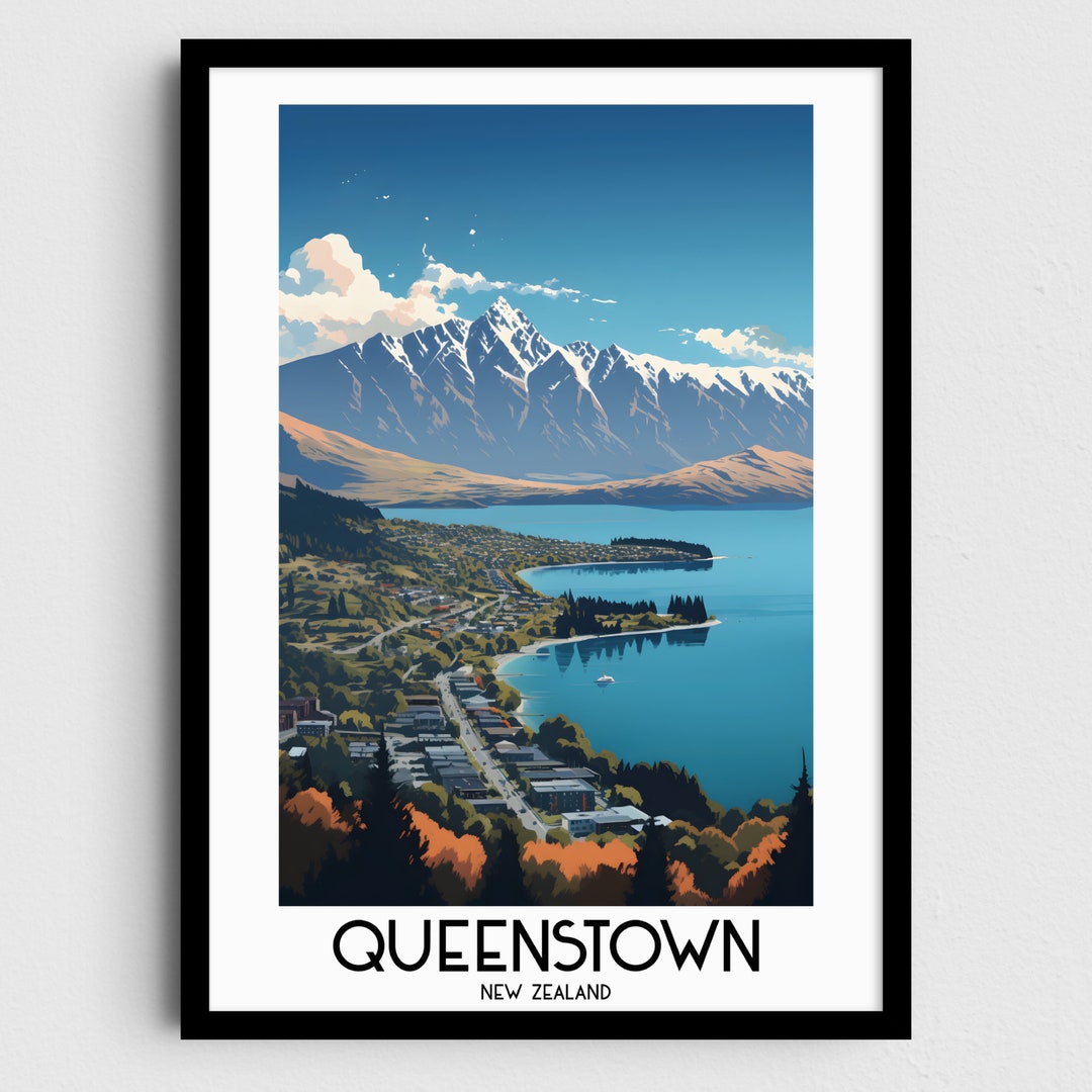 Queenstown New Zealand Travel Poster, Oceania Home Decor (digital ...
