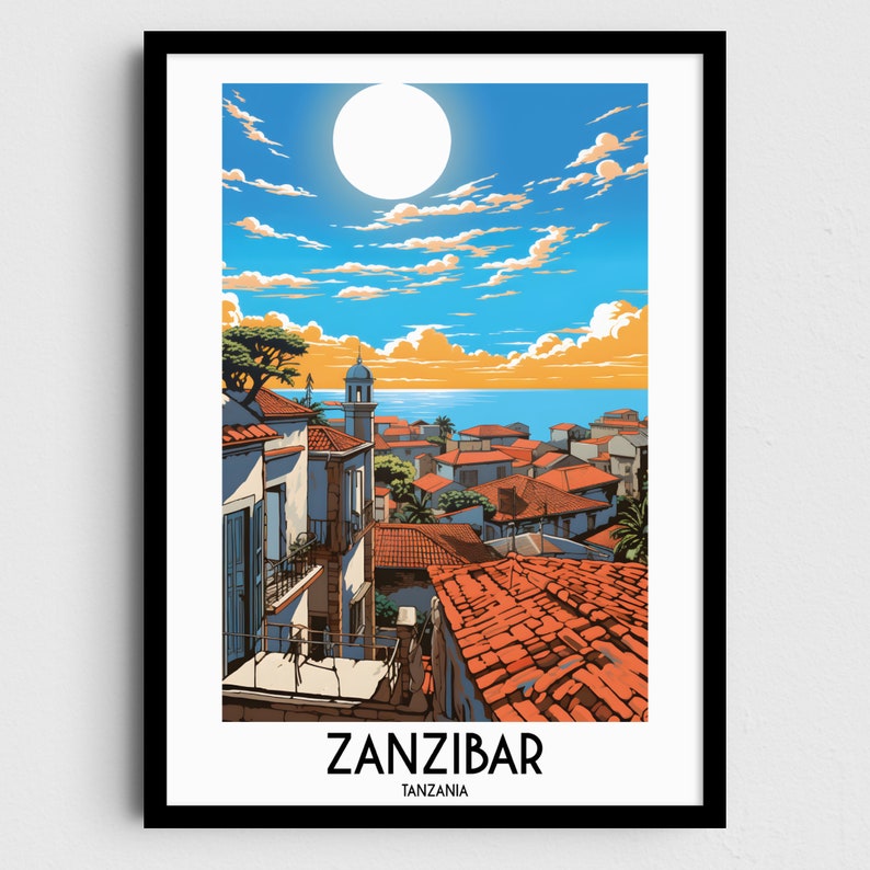 Zanzibar Tanzania Art Print, Coastal Town Painting (digital Download ...