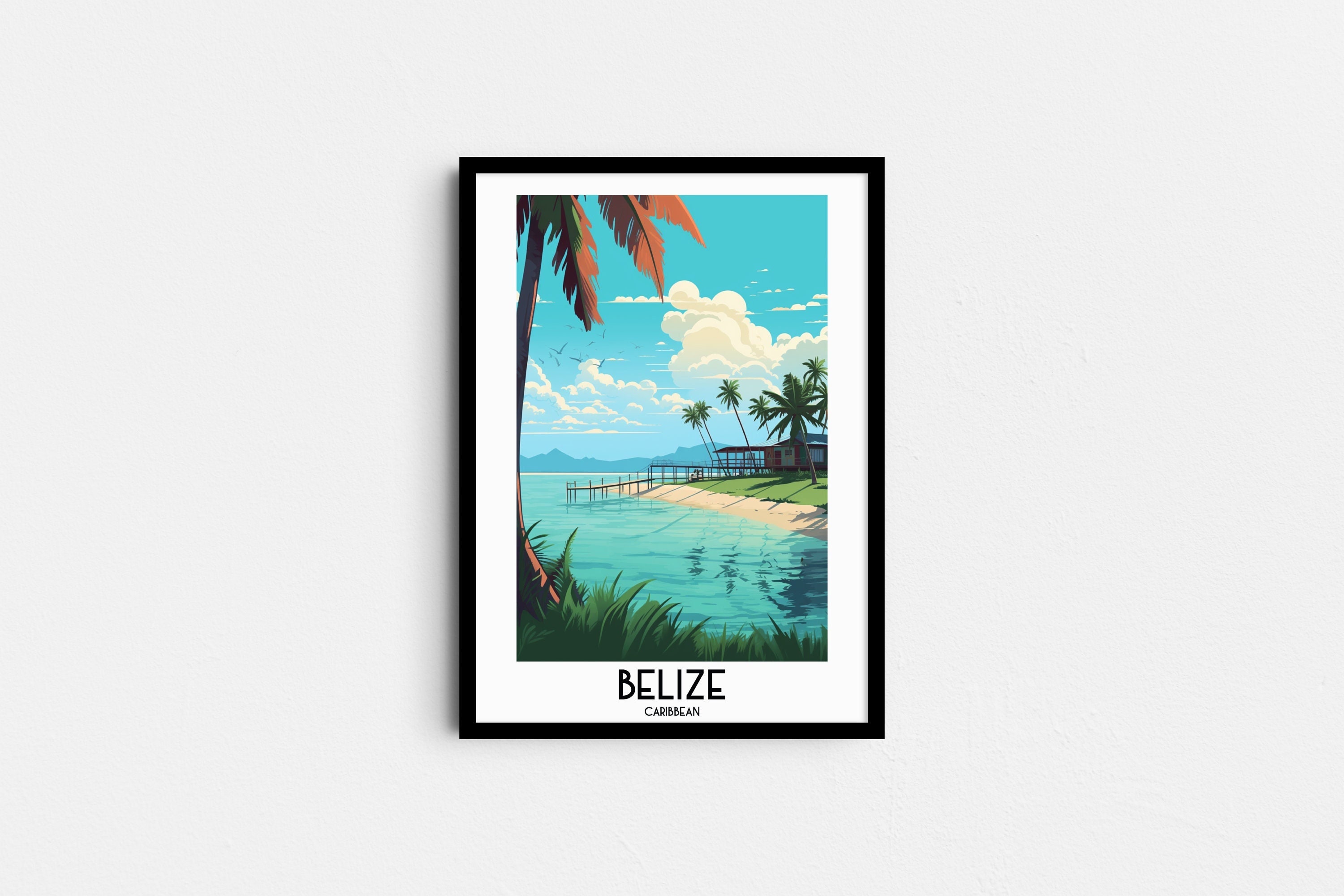 Belize Travel Wall Art, Caribbean Painting Gifts, Home Decor, Digital ...