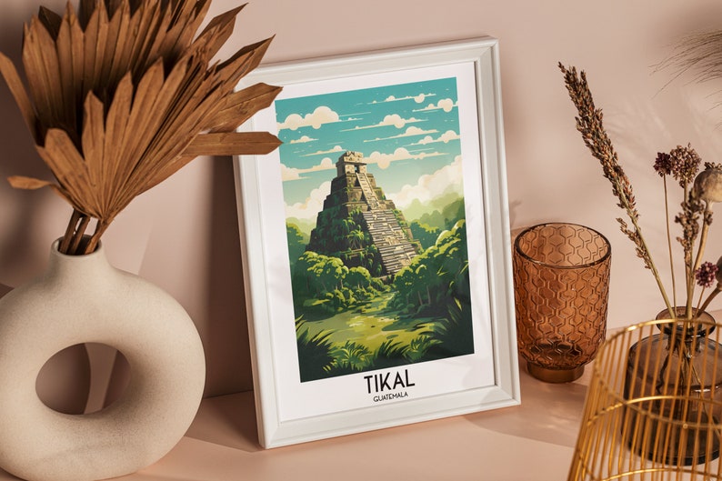 Tikal Travel Wall Art, Guatemala Painting Gifts, Central America Home ...