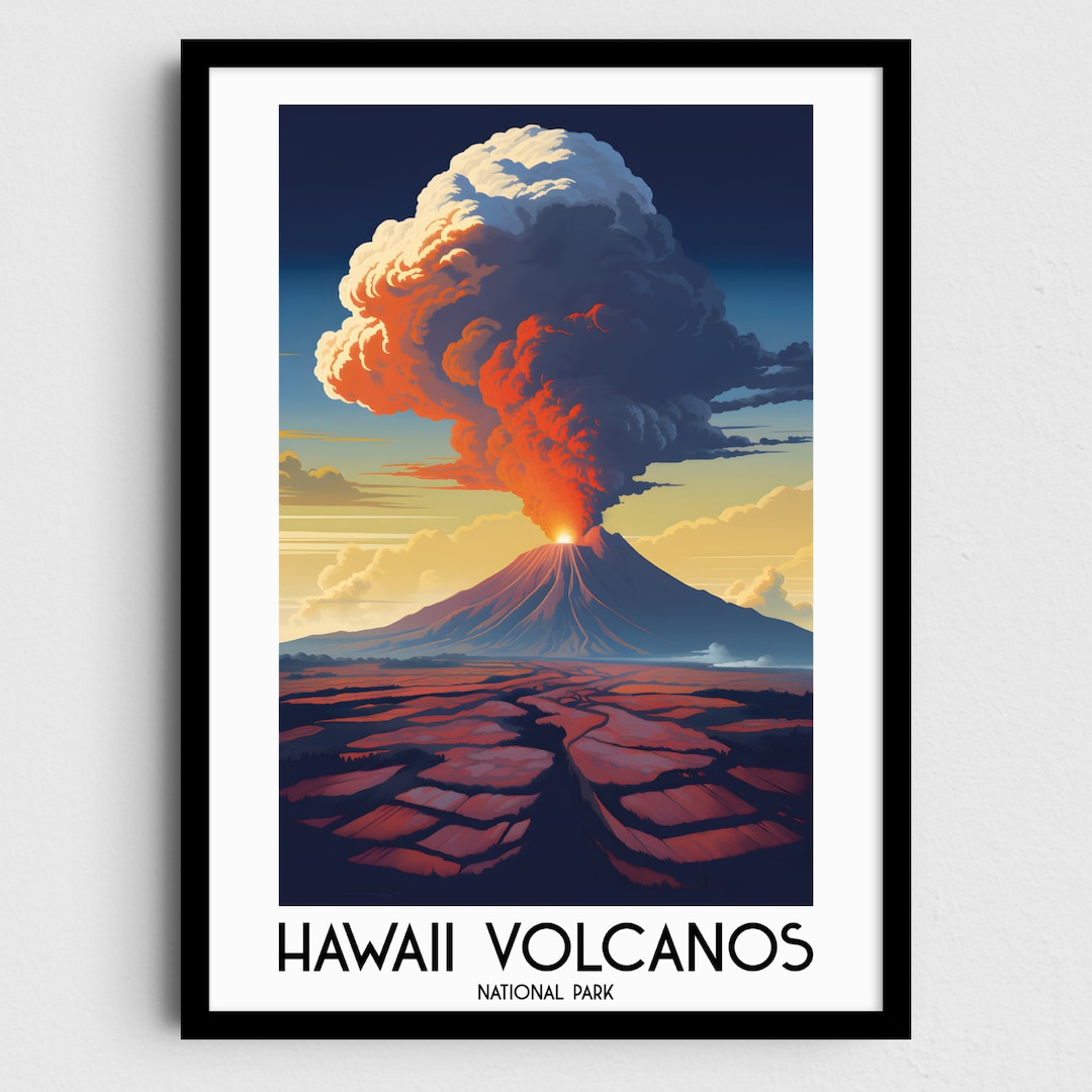 Hawaii Volcanoes National Park Travel Wall Art, USA Painting Gifts ...