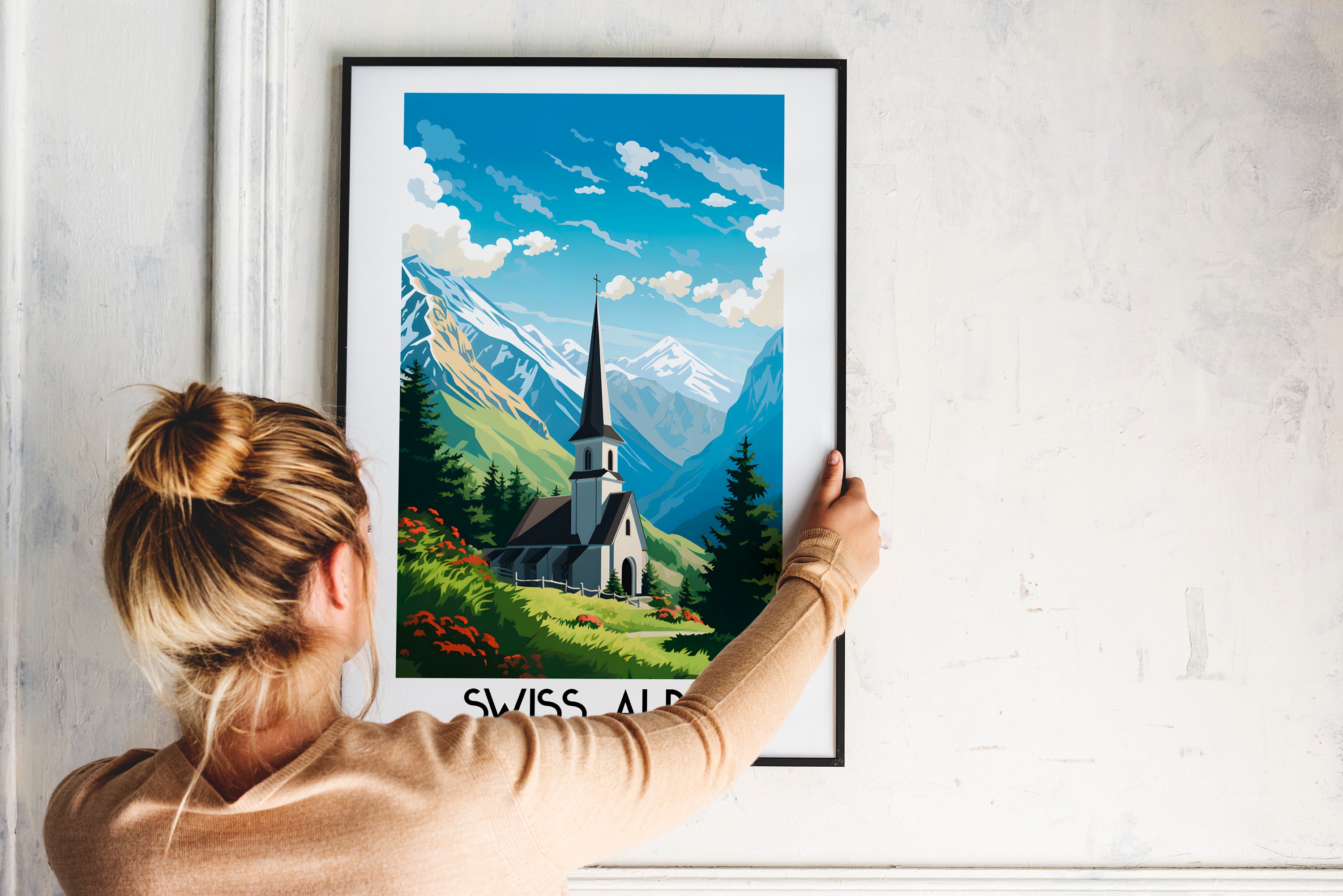 Swiss Alps Travel Wall Art, Switzerland Painting Gifts, Europe Home ...