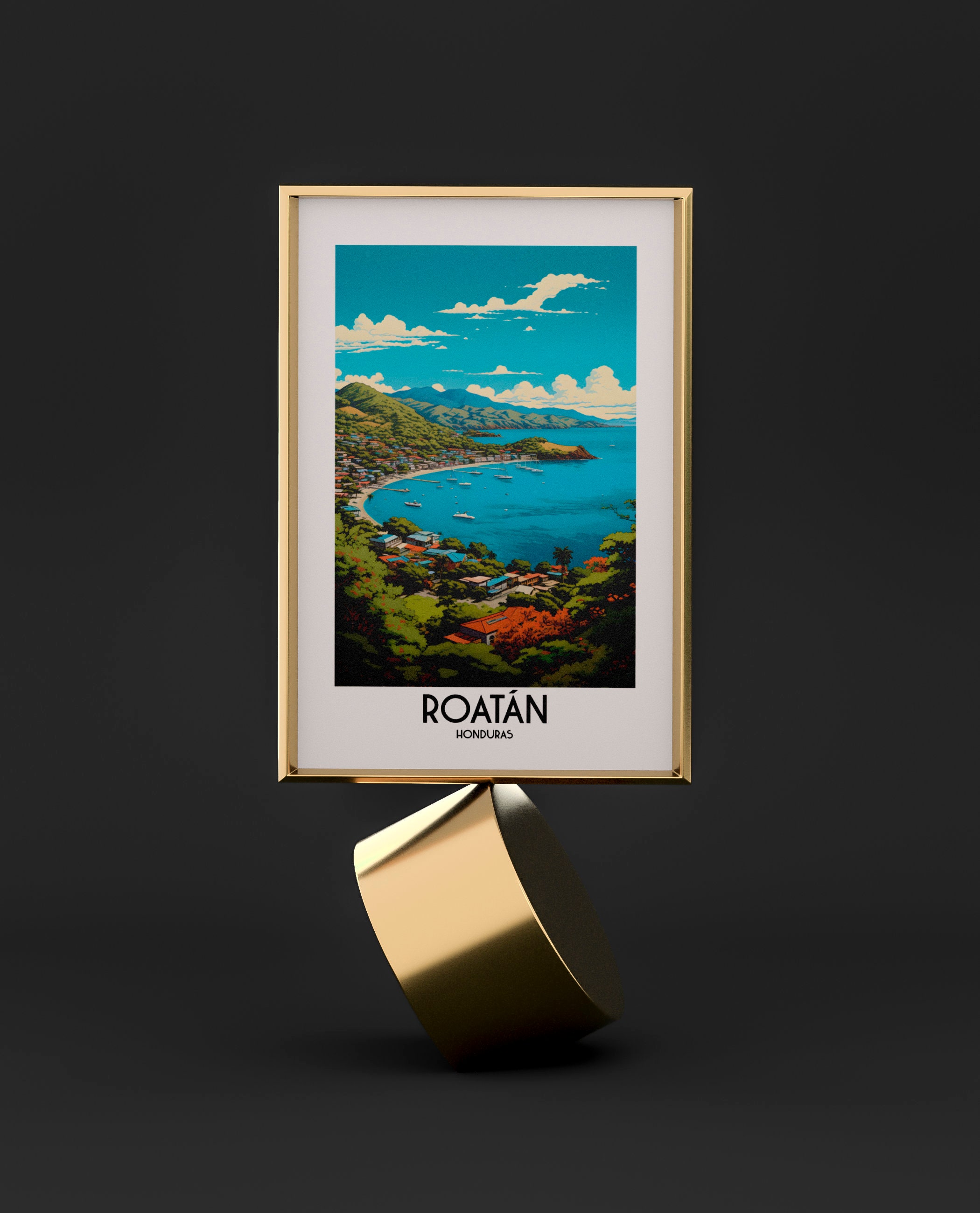 Roatán Travel Wall Art, Honduras Painting Gifts, Caribbean Home Decor ...