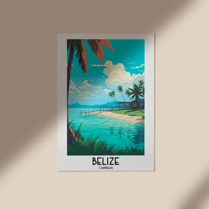 Belize Travel Wall Art, Caribbean Painting Gifts, Home Decor, Digital ...