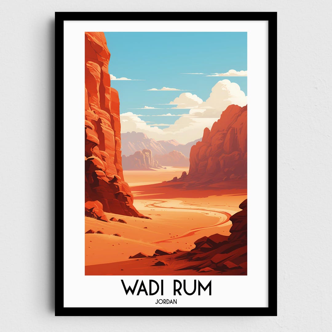 Wadi Rum Travel Wall Art, Jordan Painting Gifts, Middle East Home Decor ...