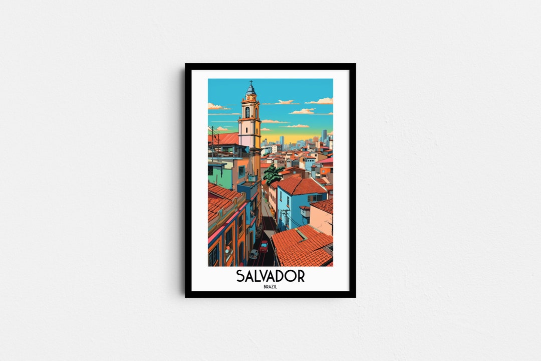 Salvador Brazil Art Print, South America Travel Poster (digital ...