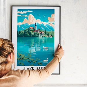 Lake Bled Travel Wall Art, Slovenia Painting Gifts, Europe Home Decor, Digital Prints Posters ...