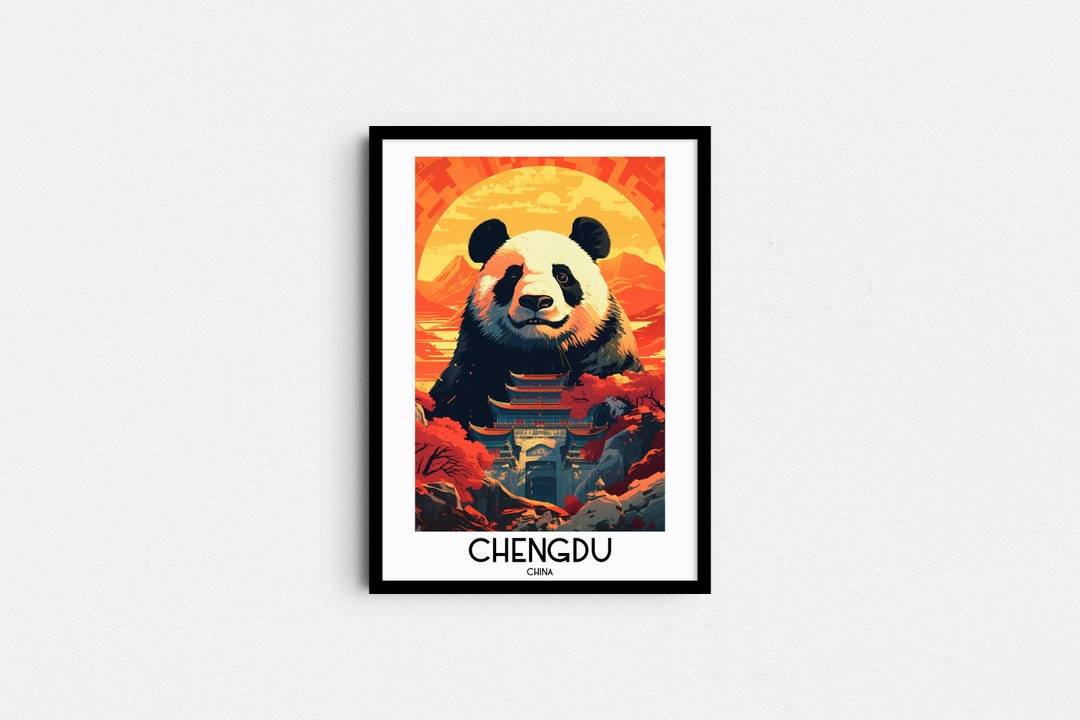 Chengdu Travel Wall Art, China Painting Gifts, Asia Home Decor, Digital ...