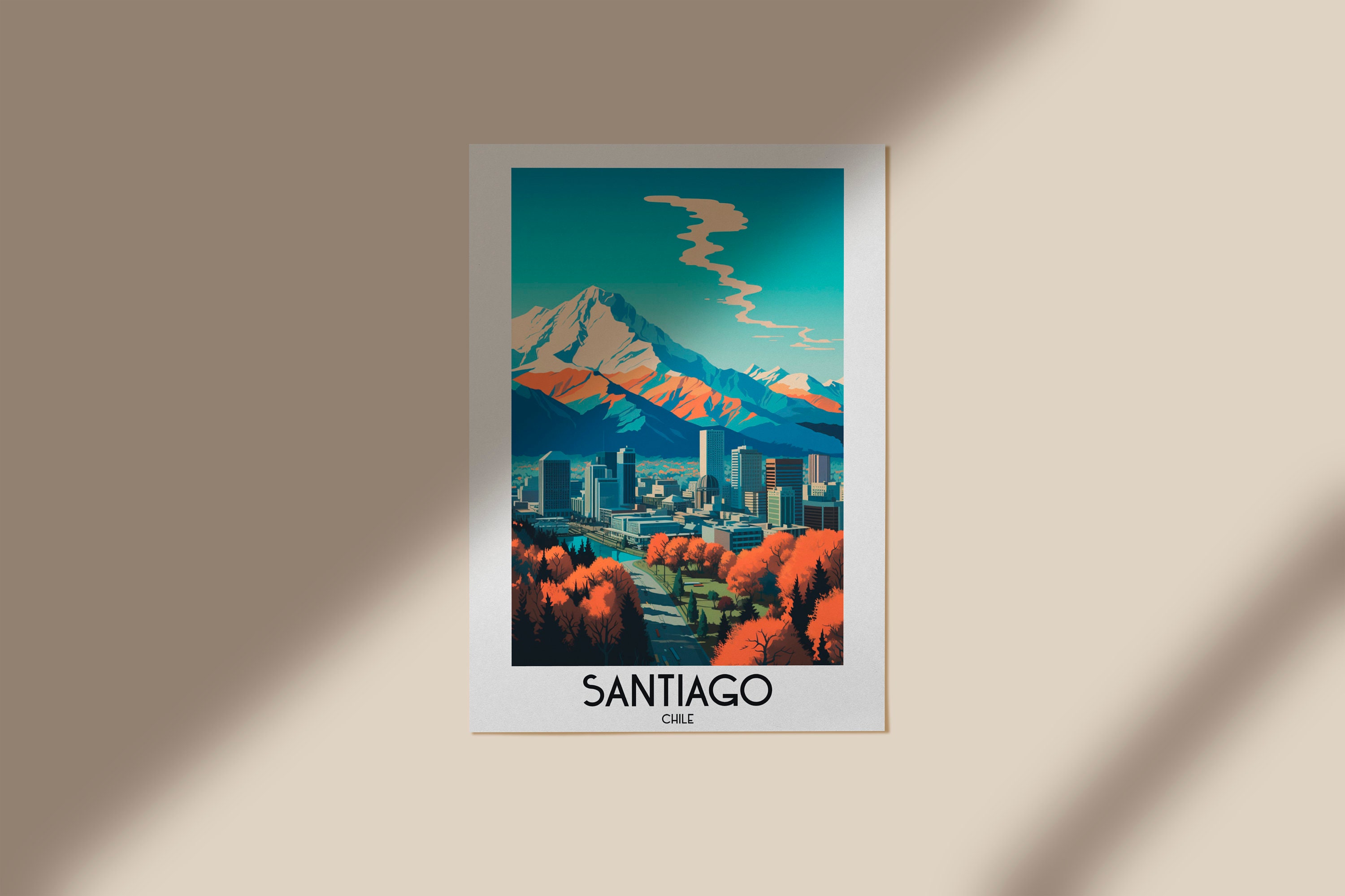 Santiago Travel Wall Art Chile Painting Gifts South America - Etsy