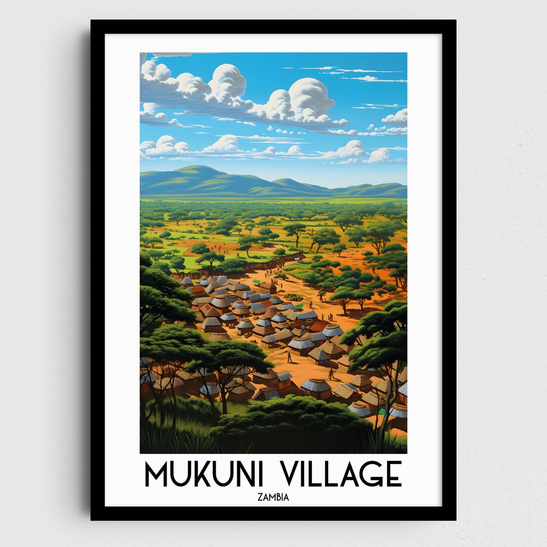 Mukuni Village Travel Wall Art, Zambia Painting Gifts, Africa Home ...