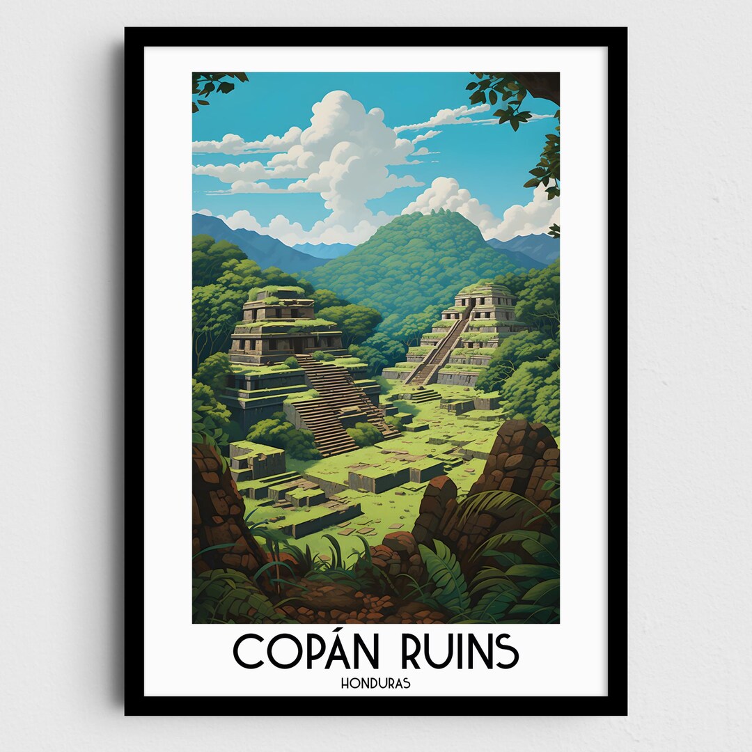 Copán Ruins Travel Wall Art, Honduras Painting Gifts, Central America ...