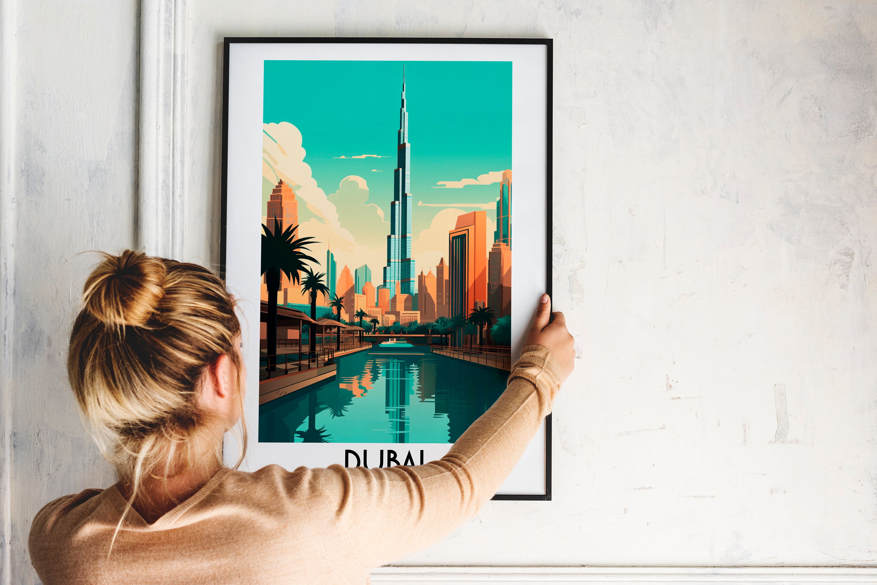 Dubai Travel Wall Art Burj Khalifa Painting Gifts UAE Home - Etsy