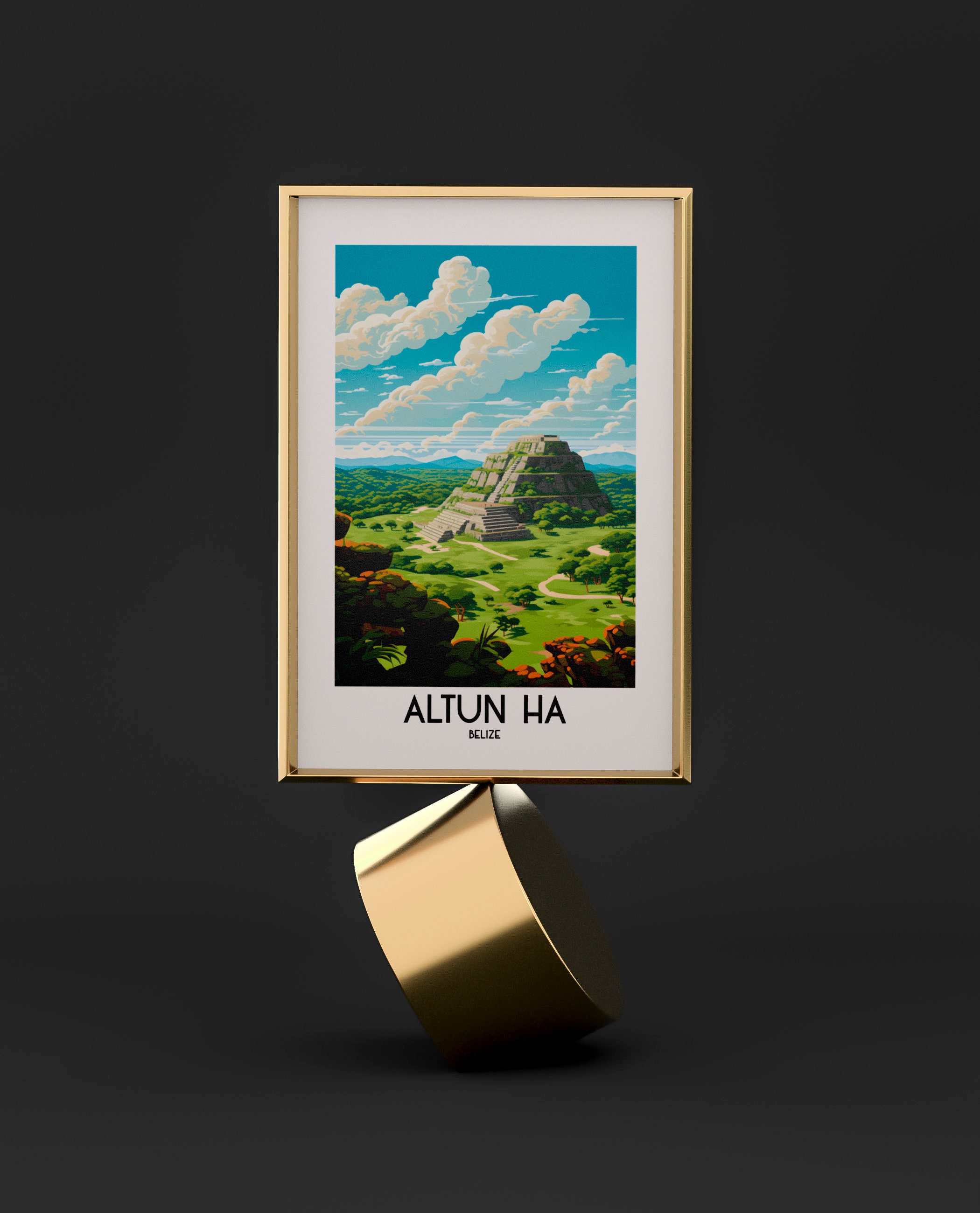 Altun Ha Travel Wall Art, Belize Painting Gifts, Caribbean Home Decor ...