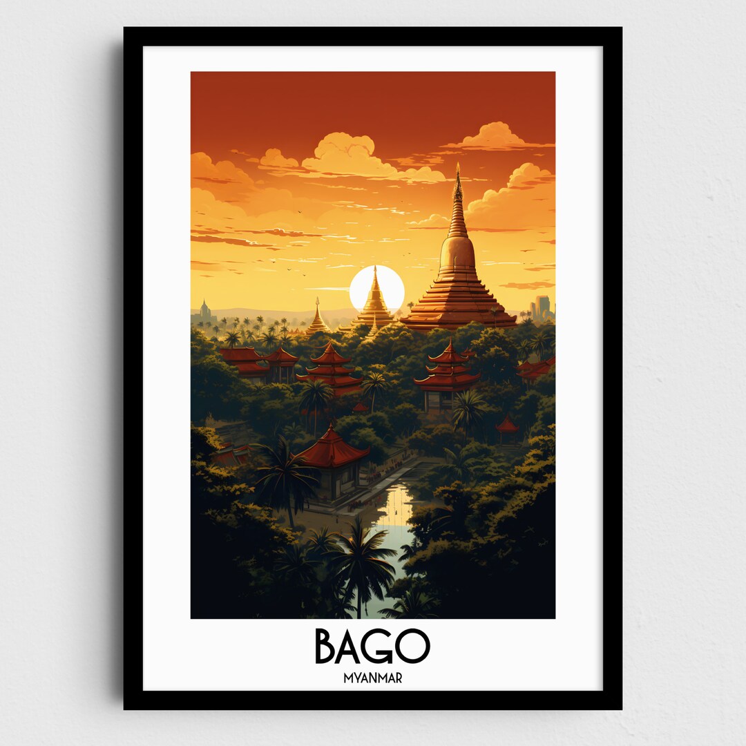 Bago Travel Wall Art, Myanmar Painting Gifts, Asia Home Decor, Digital ...