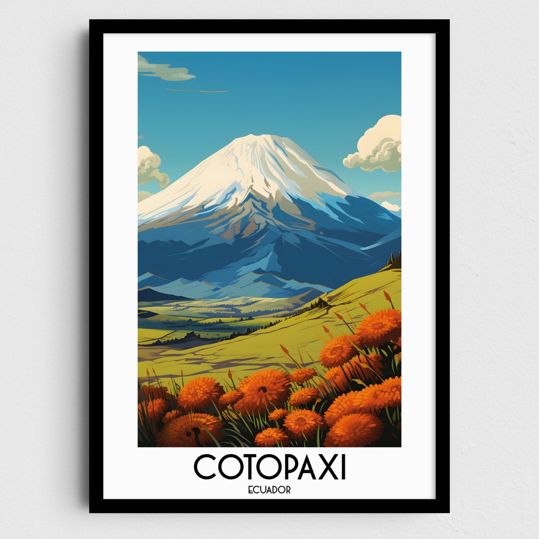 Cotopaxi Travel Wall Art, Ecuador Painting Gifts, South America Home ...