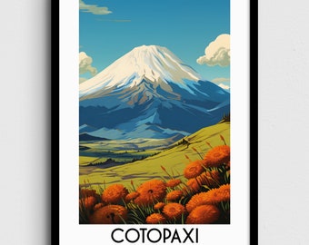 Vintage Travel Poster Cotopaxi Ecuador Wall Art Home Decor Download - Etsy
