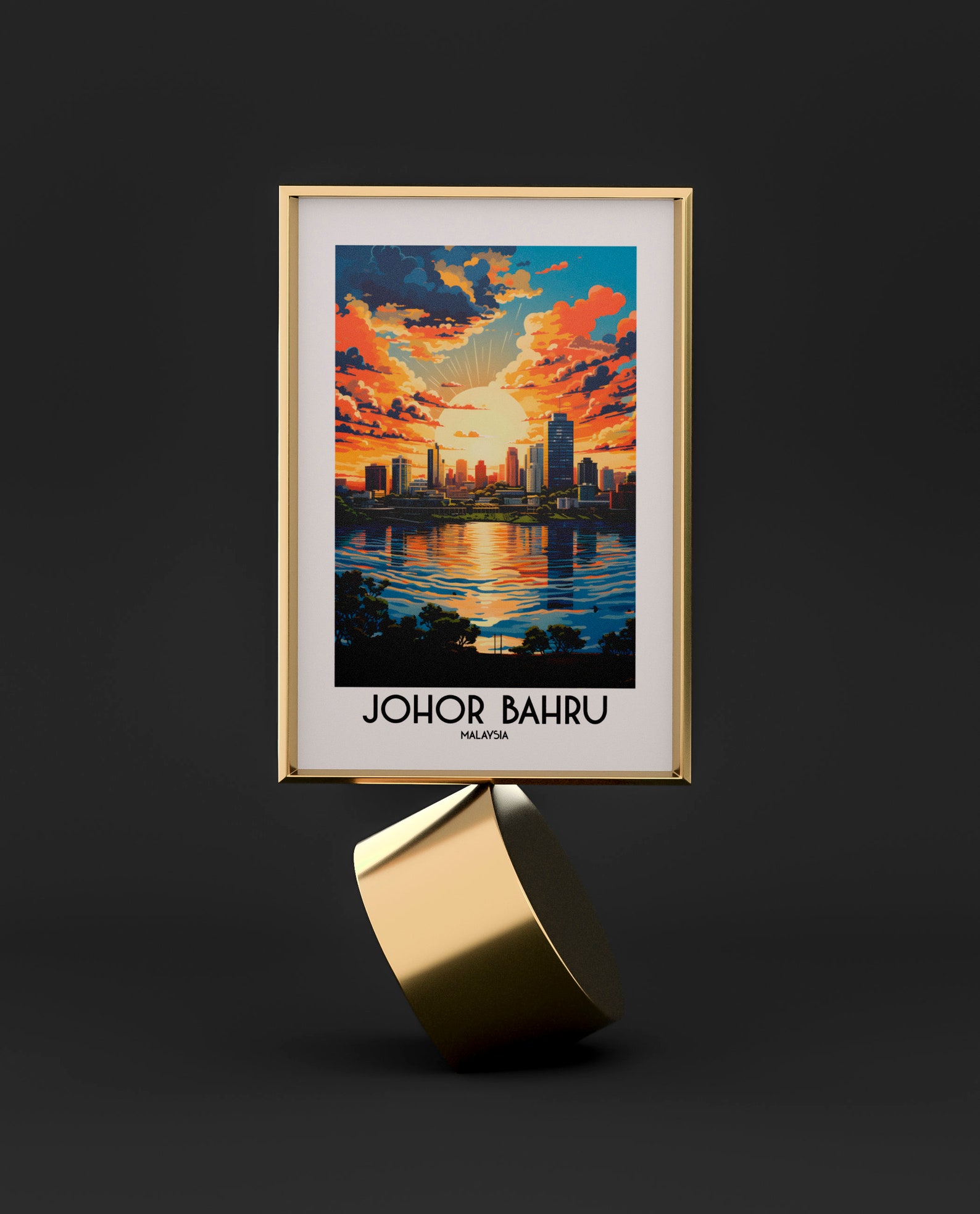 Johor Bahru Skyline Art Print, Malaysia Travel Poster (digital Download ...