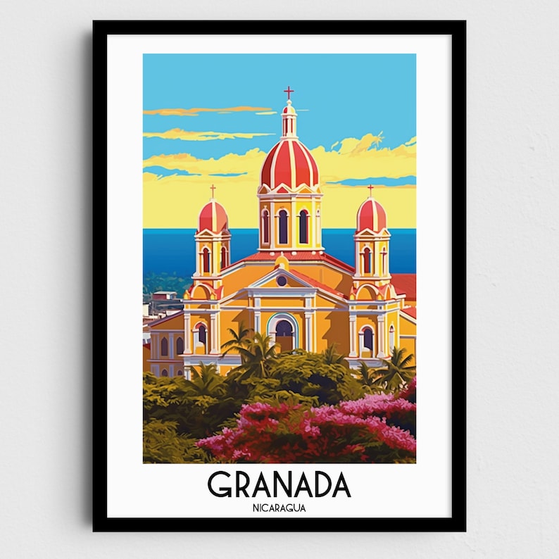 Granada Travel Wall Art, Nicaragua Painting Gifts, Caribbean Home Decor ...