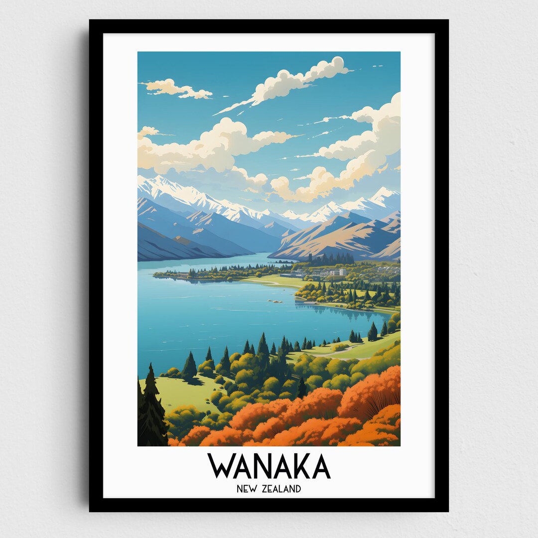 Wanaka Travel Wall Art, New Zealand Painting Gifts, Oceania Home Decor ...