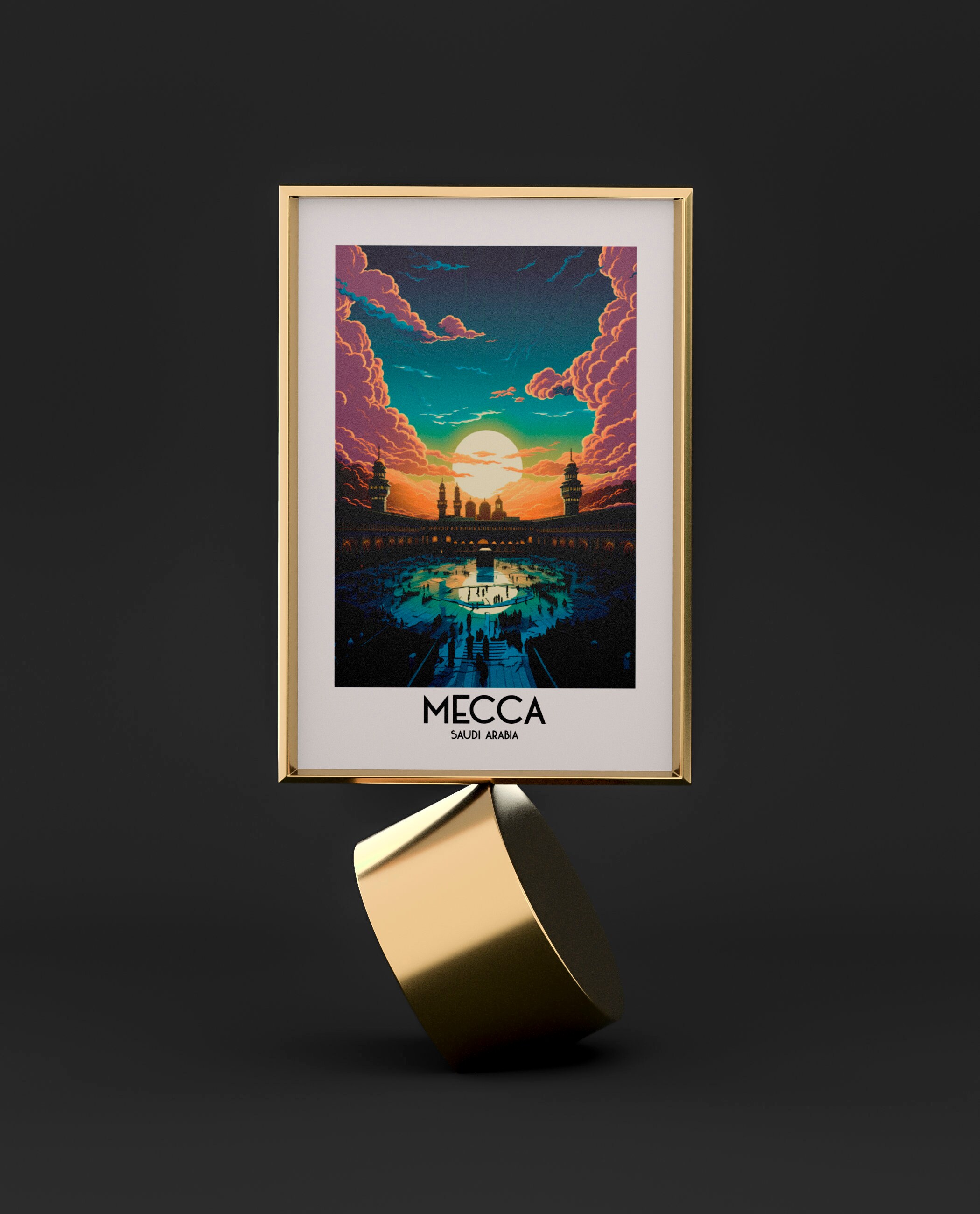 Mecca Travel Wall Art, Saudi Arabia Painting Gifts, Middle East Home ...