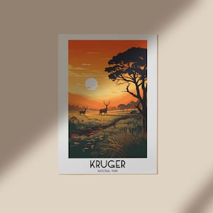 Kruger National Park Travel Poster, South Africa Art Print (digital ...