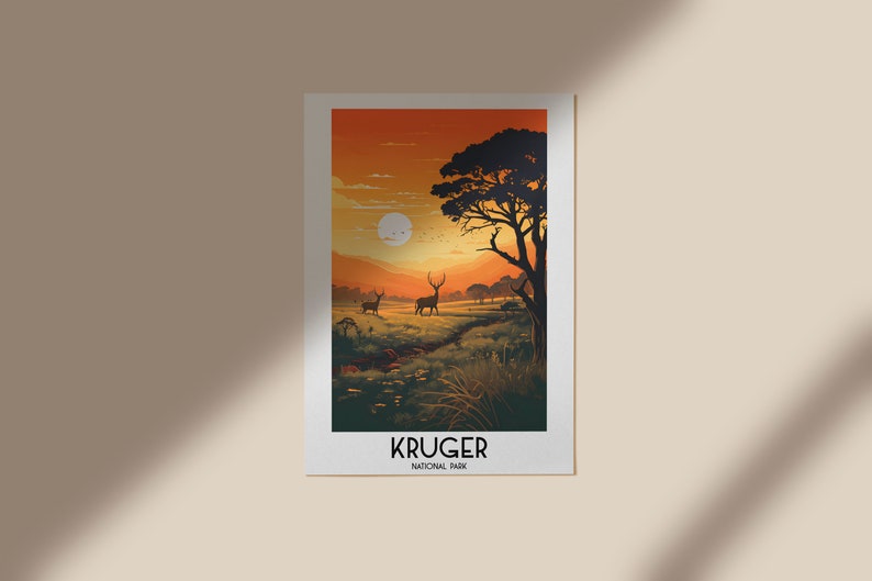 Kruger National Park Travel Poster, South Africa Art Print (digital ...