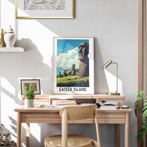 Easter Island Moai Art Print, Chile Travel Poster (digital Download) - Etsy