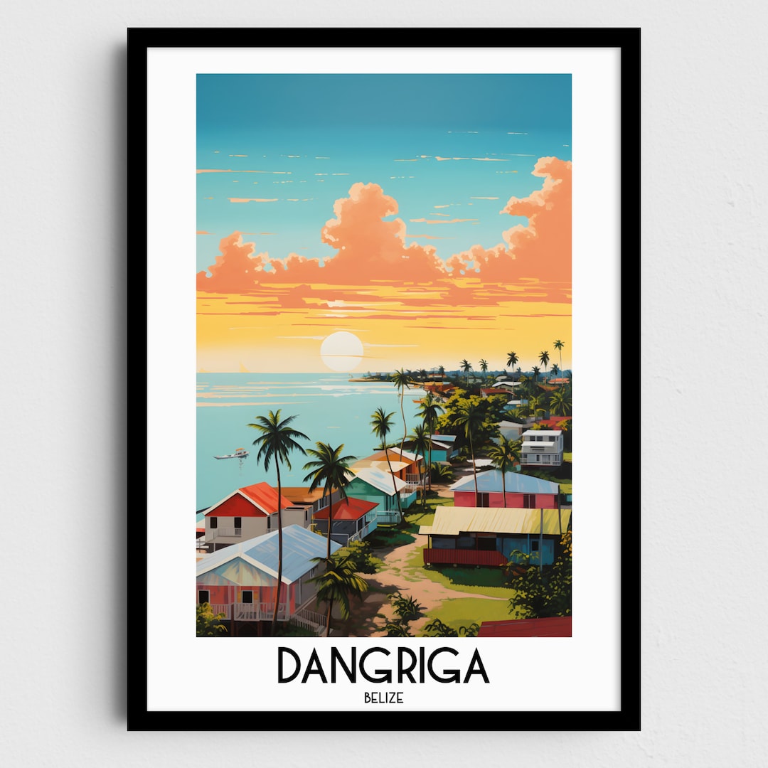 Dangriga Travel Wall Art, Belize Painting Gifts, Caribbean Home Decor ...