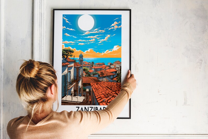 Zanzibar Tanzania Art Print, Coastal Town Painting (digital Download ...