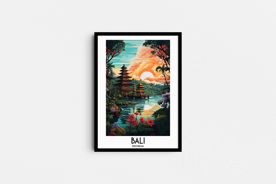 Bali Temple Painting, Indonesian Travel Poster (digital Download) - Etsy