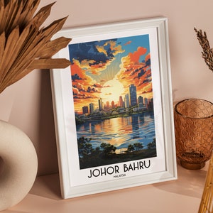 Johor Bahru Travel Wall Art, Malaysia Painting Gifts, Asia Home Decor ...