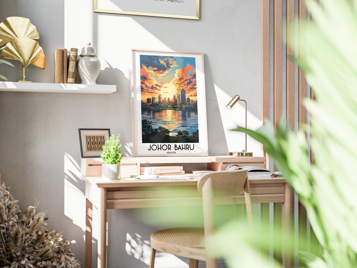 Johor Bahru Skyline Art Print, Malaysia Travel Poster (digital Download ...