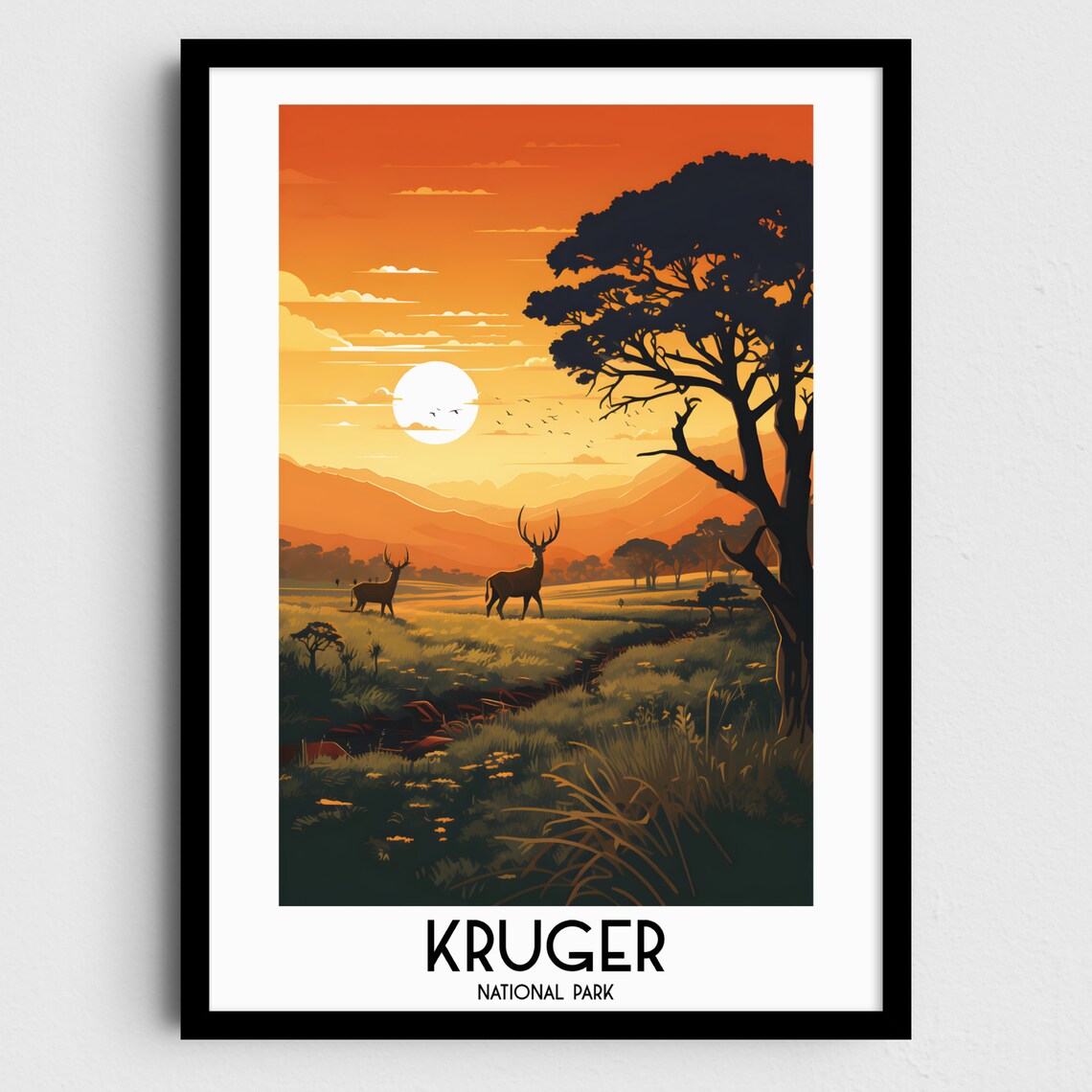 Kruger National Park Travel Poster, South Africa Art Print (digital ...