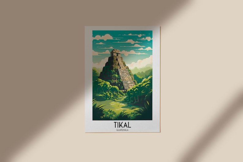 Tikal Travel Wall Art, Guatemala Painting Gifts, Central America Home ...
