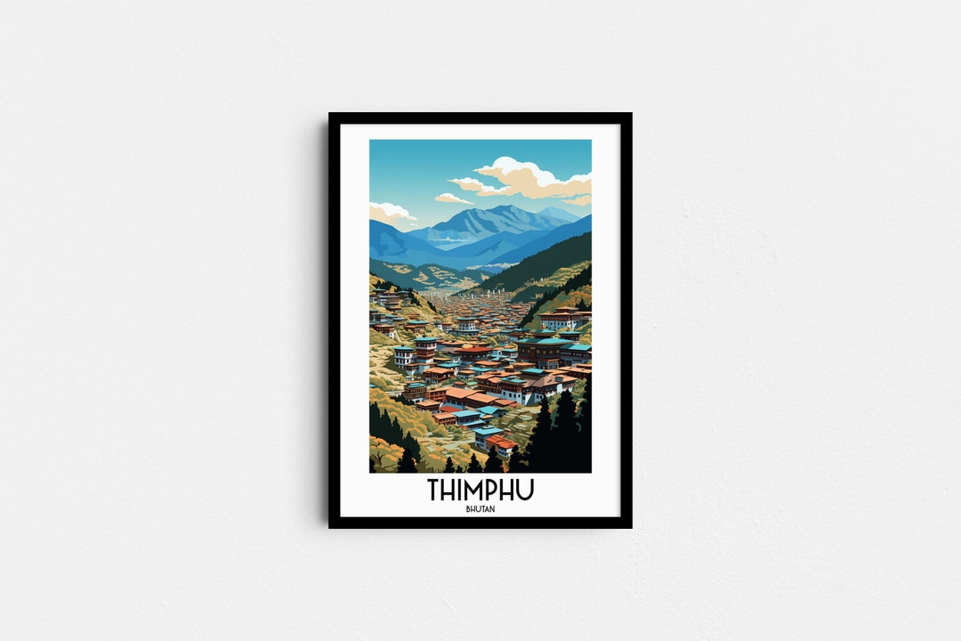 Thimphu Travel Wall Art, Bhutan Painting Gifts, Asia Home Decor ...